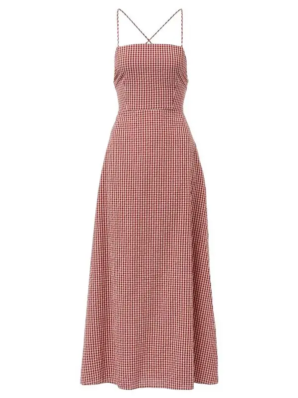 Posse Lori Gingham Cotton Maxi Dress - Red
