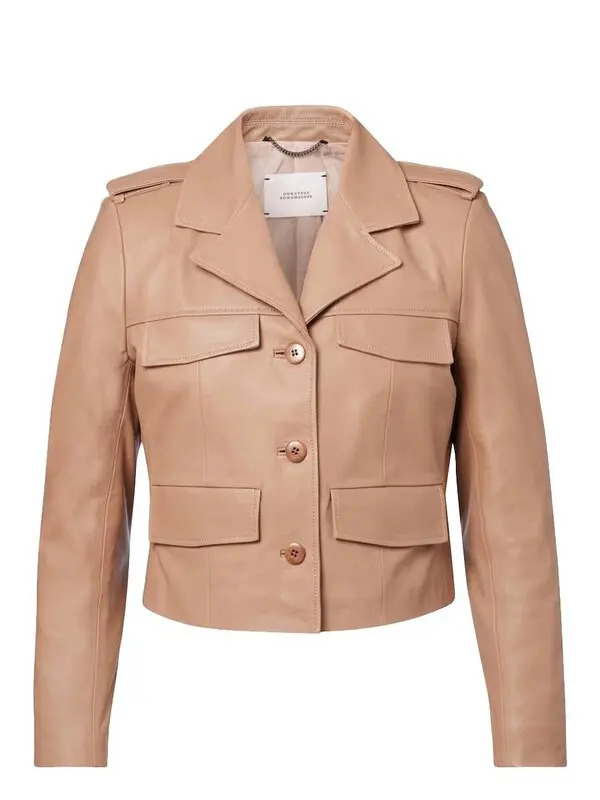 Dorothee Schumacher Sleek Cropped Leather Jacket - Brown