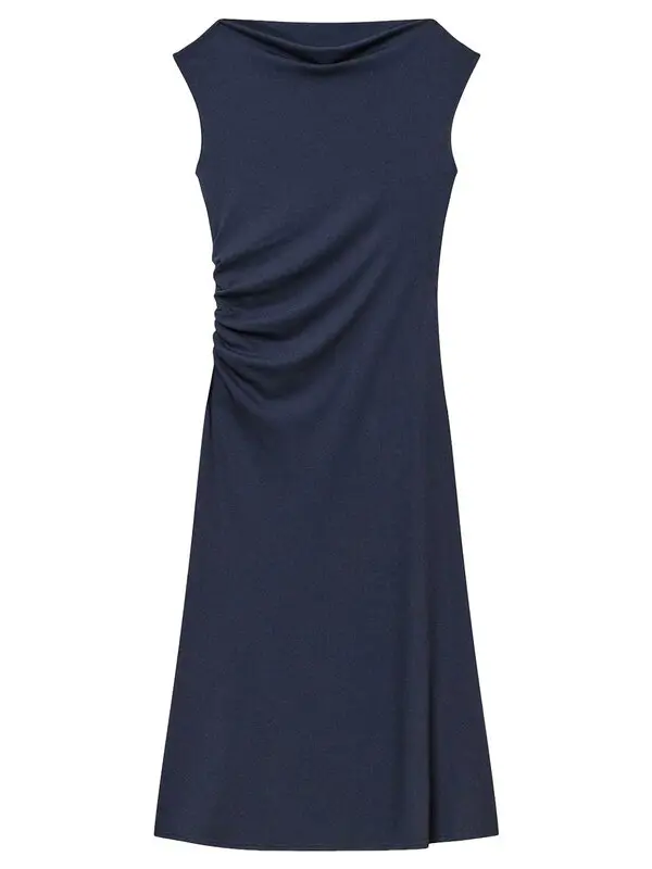 Theory Draped Boat-neck Midi Dress - Nocturne Navy