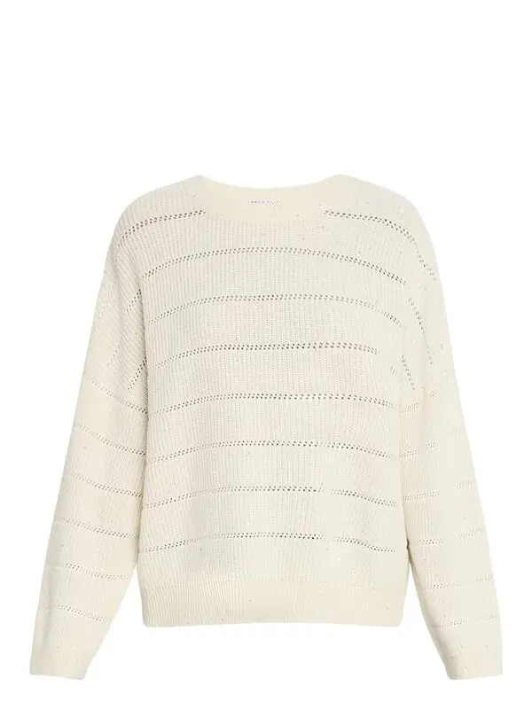 Brunello Cucinelli Mohair-blend Crewneck Sweater With Openwork Insets - C509 Panama