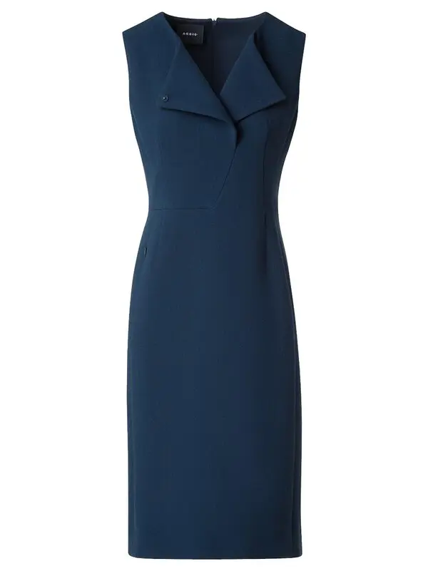 Akris Double-face Wool Crepe Sheath Dress - Denim Blue