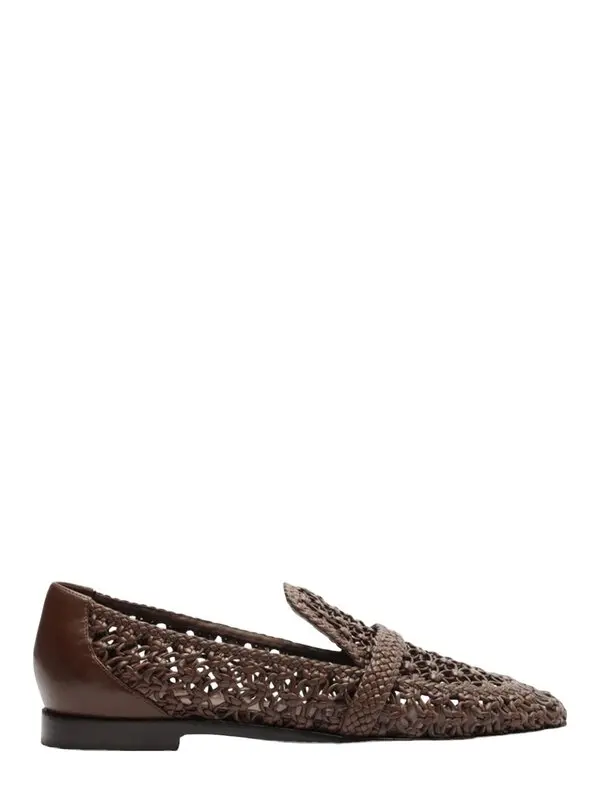 ALEXANDRE BIRMAN Jane Woven Leather Loafers - Brown