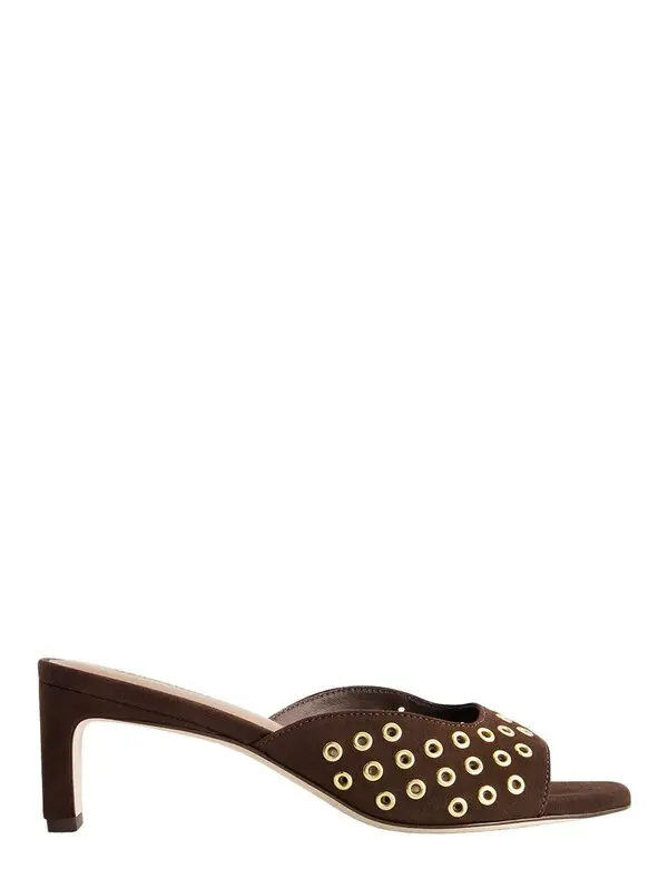 Bernardo Suede Grommet Mule Sandals - Brown