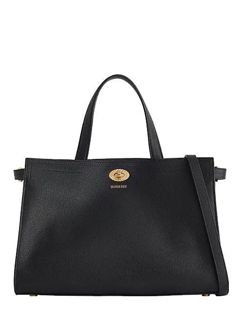 Burberry Small Leather Cotswolds Tote Bag - Black