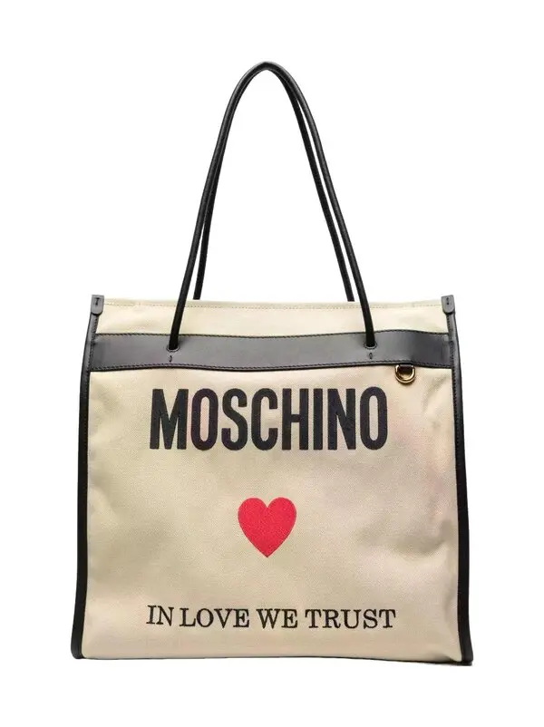 Moschino Logo-print Canvas Tote Bag - Neutrals