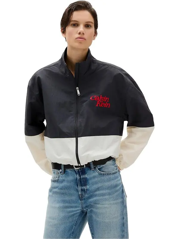 Calvin Klein Colorblock Nylon Zip Jacket - Ebony / Tofu