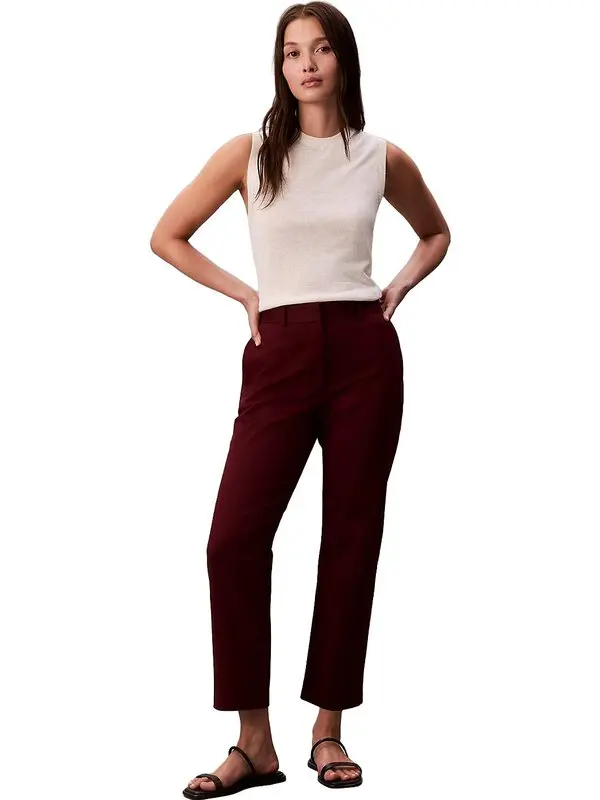 Calvin Klein Cotton Stretch Straight Fit Chino Pants - Deep Rouge