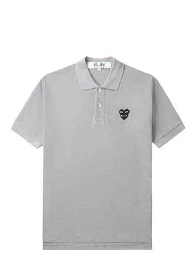 Play Comme Des Garcon Stacked Heart Polo Shirt - Grey