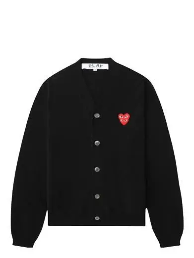 Play Comme Des Garcon Merged Heart Cardigan - Black