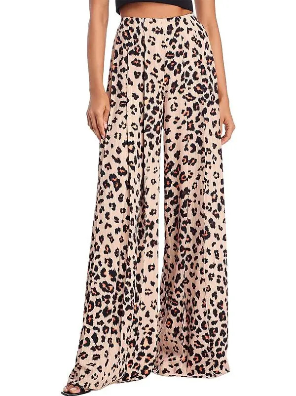 L'Agence Nova Pleated Pants - Tan Multi Leopard