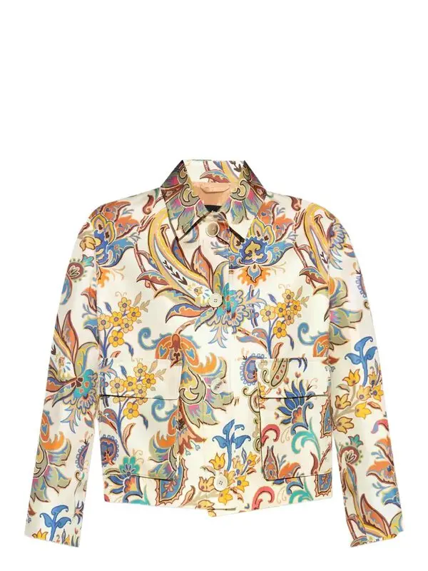 Etro Floral-print Cropped Jacket - White