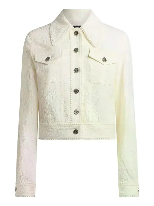 Etro Paisley-jacquard Cropped Jacket - White
