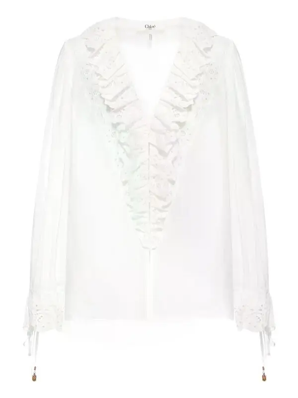 Chloé - Broderie-Anglaise Ruffled Blouse