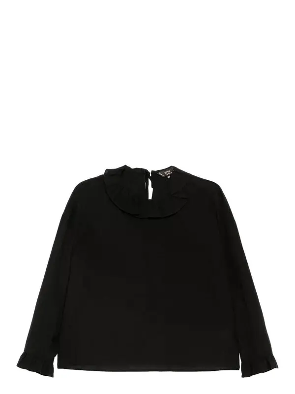 TO B. BY AGNÈS B. Ruffle Neckline Blouse - Black