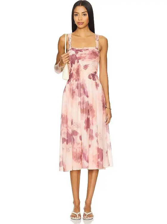 Free People X Revolve Tessa Smocked Midi Dress - Pink
