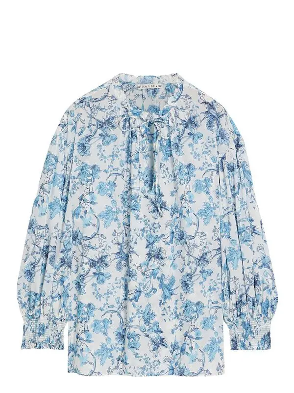 Alice + Olivia Julius Floral-print Blouse - Light Blue