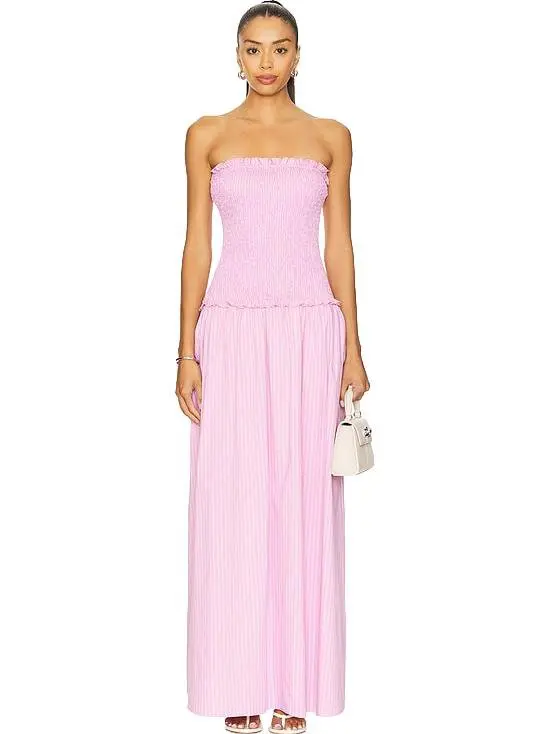 MORE TO COME Izabella Strapless Maxi Dress - Pink Stripe