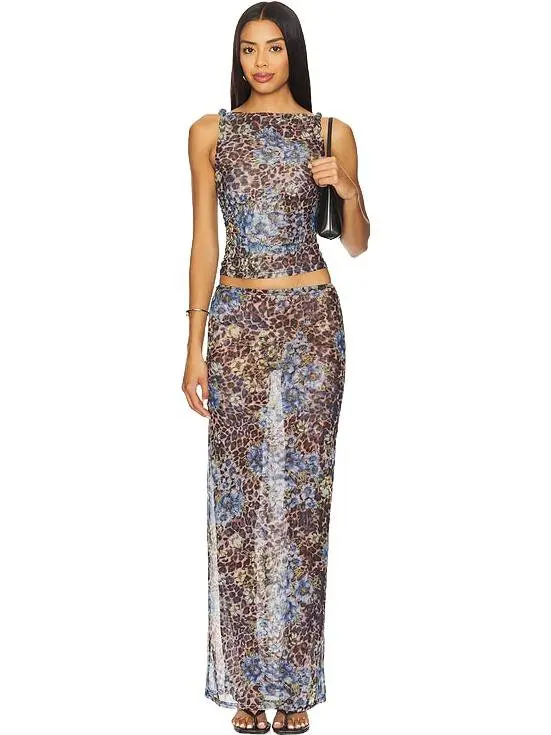 Superdown Concha Maxi Skirt Set - Blue Multi