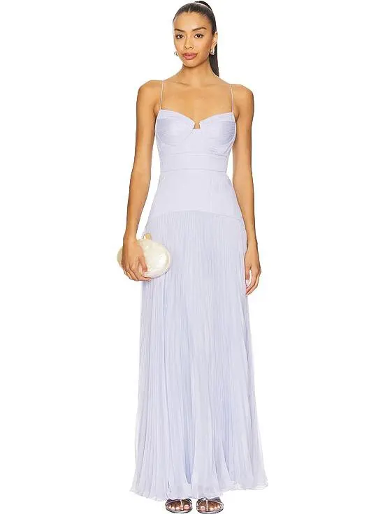 AMUR Saylor Pleated Gown - Rain Cloud