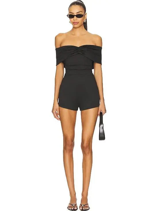 Superdown Cher Off Shoulder Romper - Black