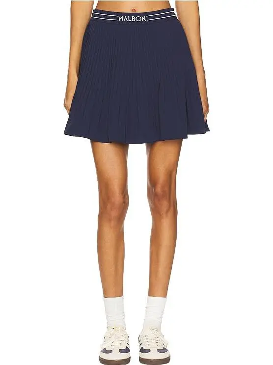MALBON Valentina Pleated Skirt - Navy