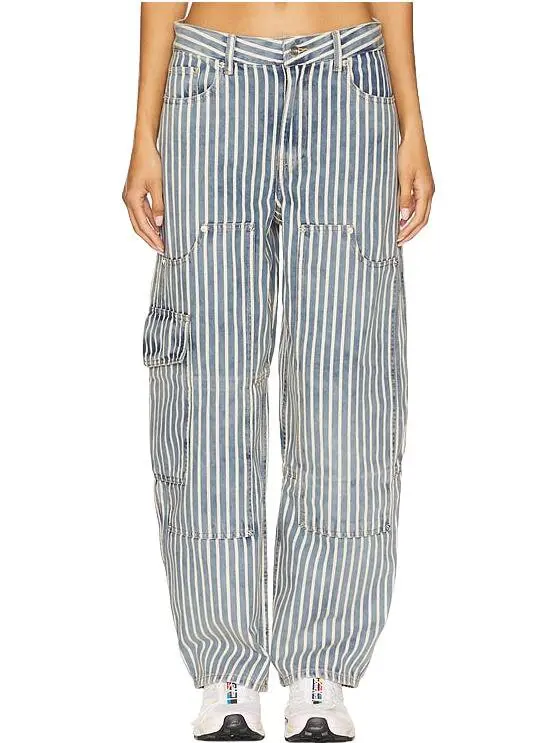 GANNI Light Stripe Denim Carpenter Jeans - Soft Chambray