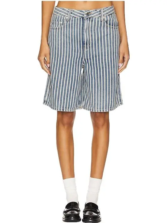 GANNI Light Stripe Denim Shorts - Soft Chambray