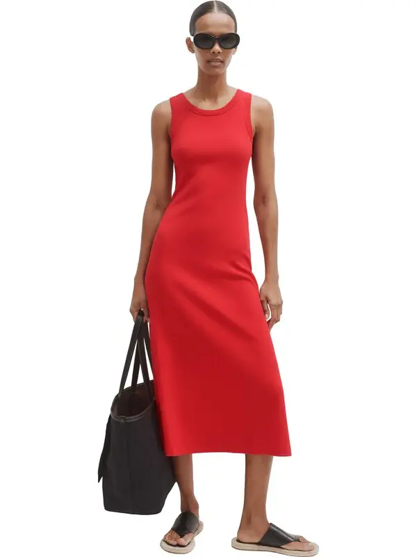 ME+EM Rib Tank Midi Dress - Lipstick Red