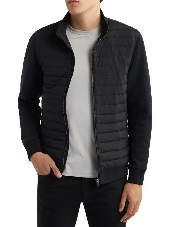 REISS Freddie Mixed Media Jacket - Black