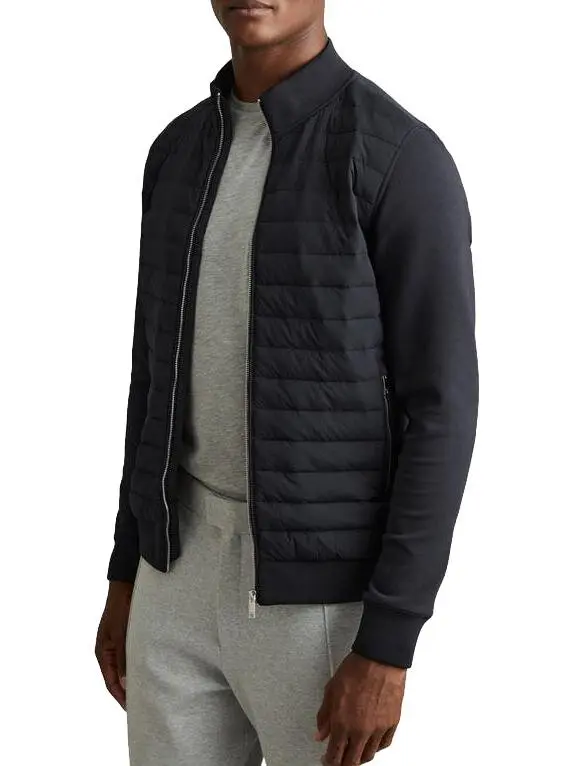 REISS Freddie Mixed Media Jacket - Navy