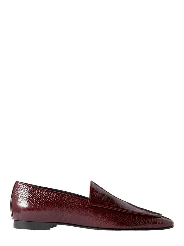 Tove Cora Croc-effect Leather Loafers - Burgundy