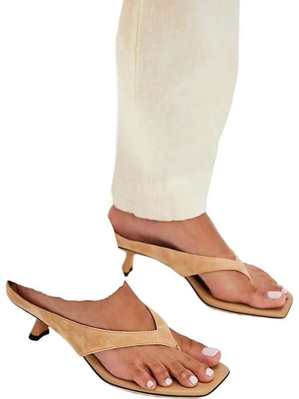Jeffrey Campbell Luca Thong Heels - Camel Suede