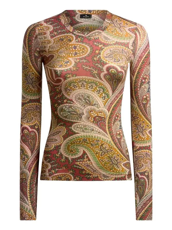 Etro Paisley-print Long-sleeve Top - Neutrals