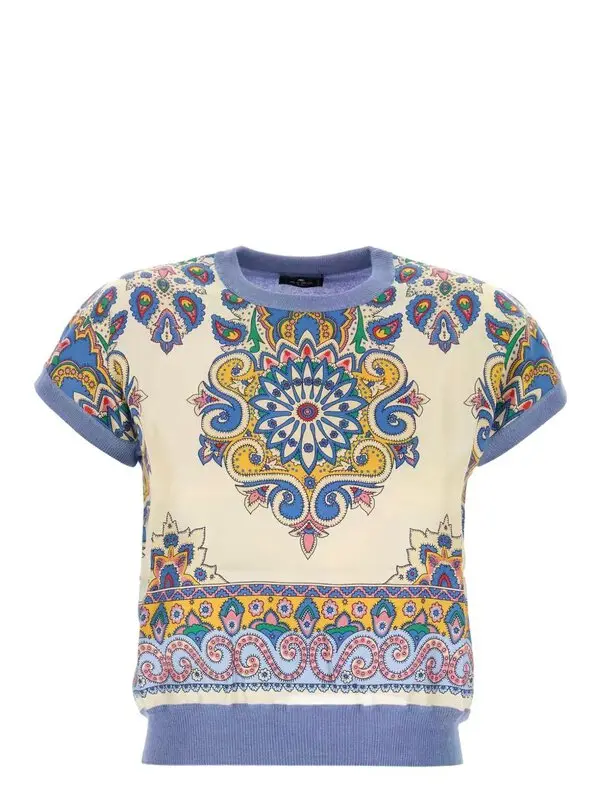 Etro Paisley-print Short-sleeve Top - Blue