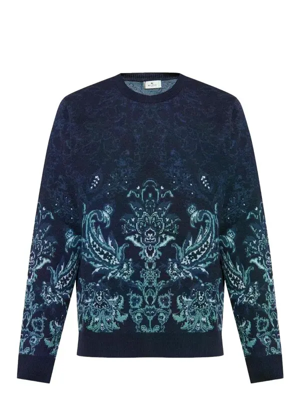 Etro Floral-jacquard Sweater - Blue