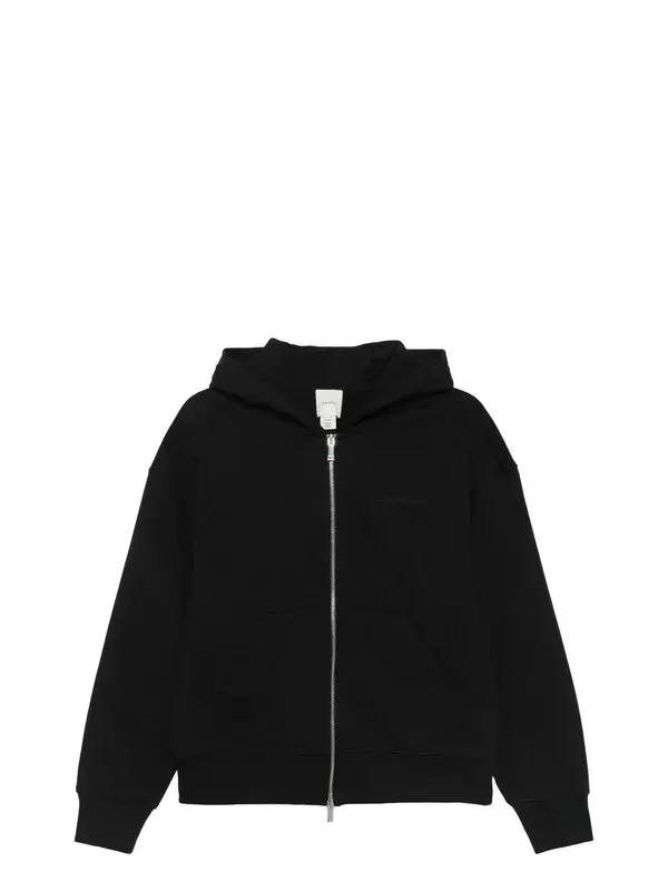 Calvin Klein Logo-embroidered Zip-up Hoodie - Black