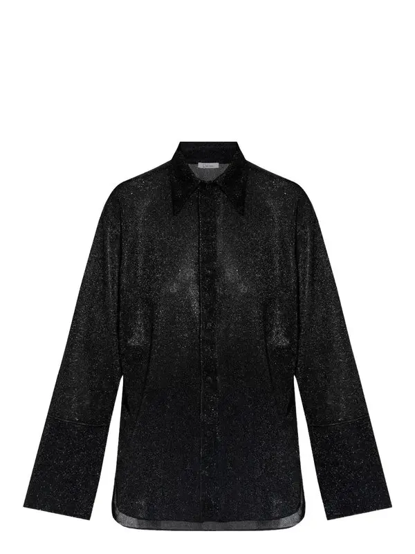 Oseree Sparkling Button-up Shirt - Black