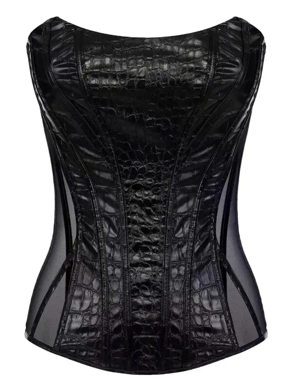 Elisabetta Franchi Crocodile-effect Corset Top - Black