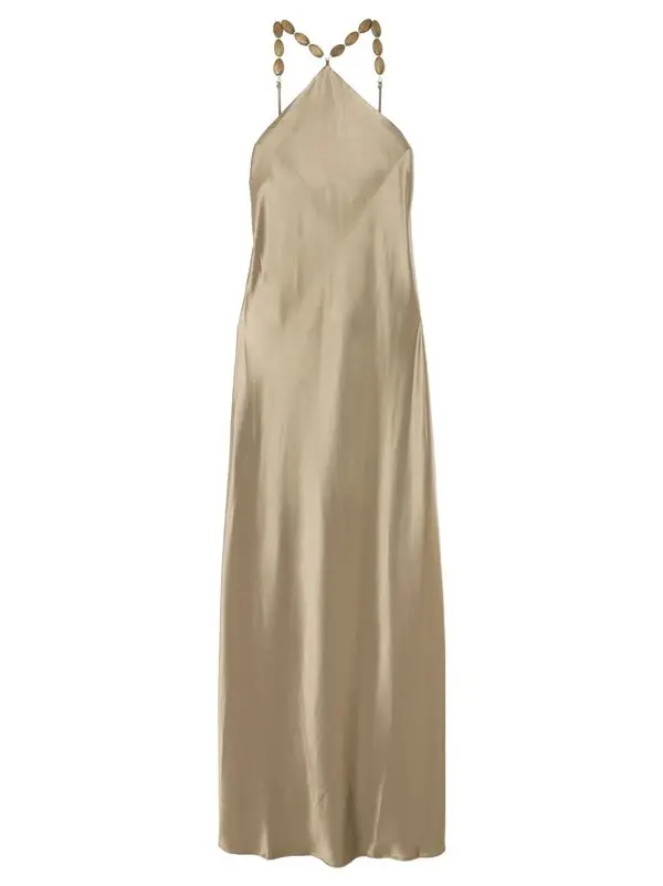 Staud Cadence Embellished Satin Maxi Dress - Gold