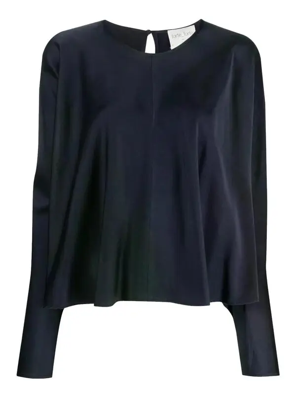FORTE_FORTE Paneled Satin-finish Blouse - Blue