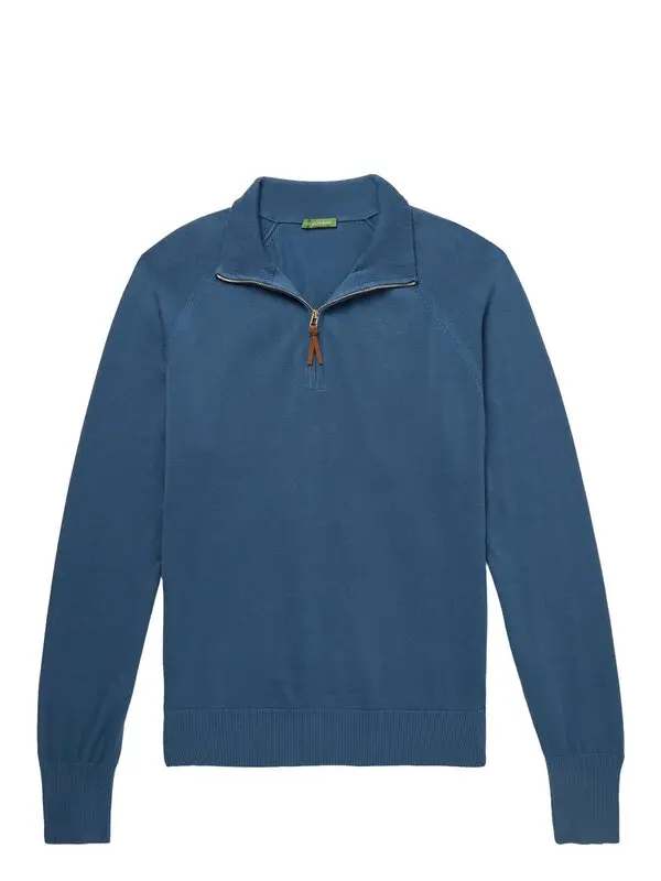 Sid Mashburn Cotton Half-zip Sweater - Blue
