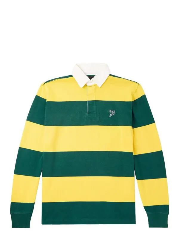 Polo Ralph Lauren Logo-embroidered Striped Cotton-jersey Rugby Shirt - Yellow