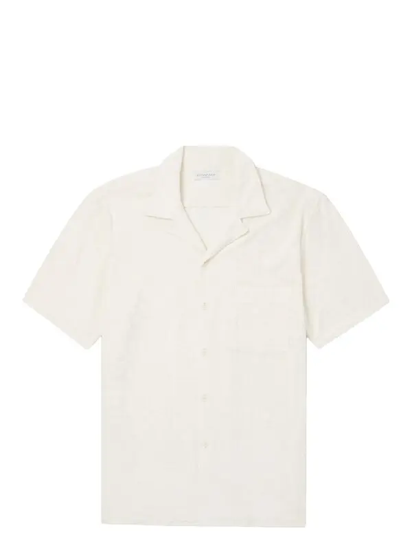 Richard James Camp-collar Cotton-terry Shirt - Neutrals