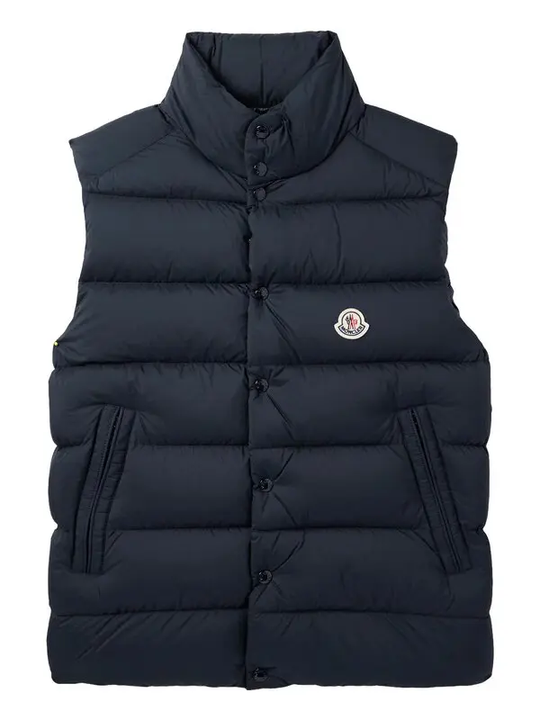 Moncler Logo-appliquéd Quilted Shell Down Gilet - Blue