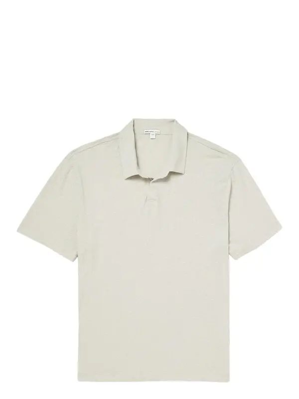 JAMES PERSE Open-collar Cotton-jersey Polo Shirt - Gray