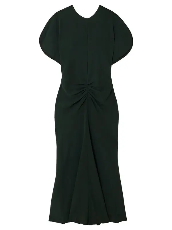 Victoria Beckham Gathered Crepe Midi Dress - Green