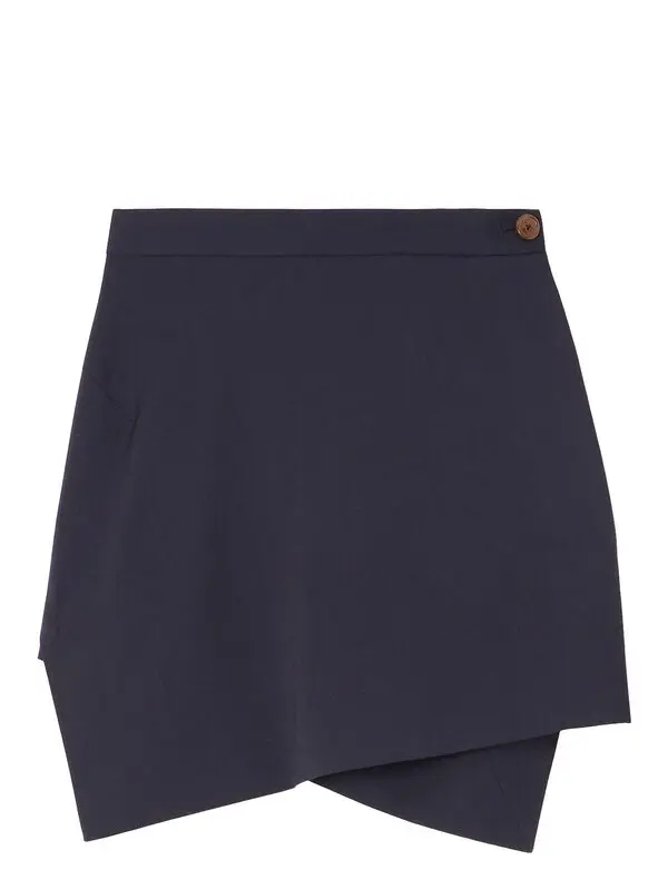 VIVIENNE WESTWOOD Infinity Asymmetric Wool-twill Mini Wrap Skirt - Blue