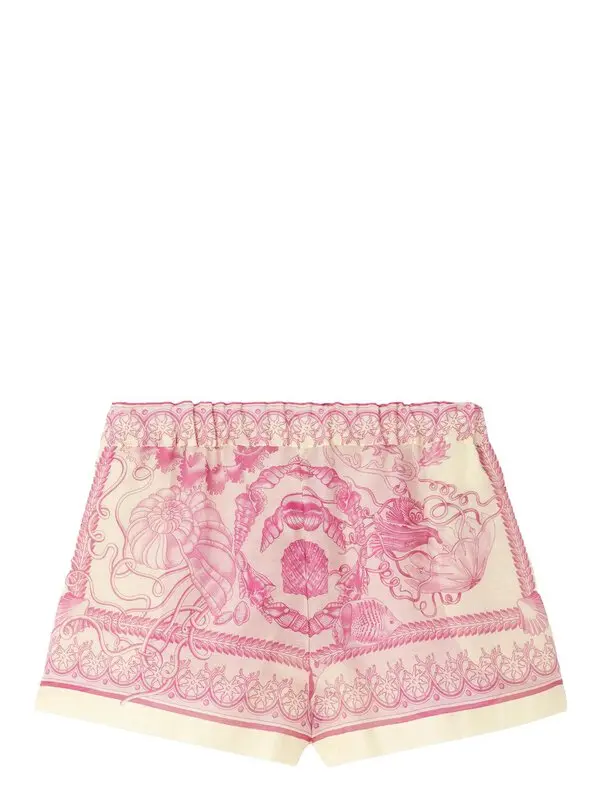 Versace Printed Cotton And Silk-blend Voile Shorts - Pink