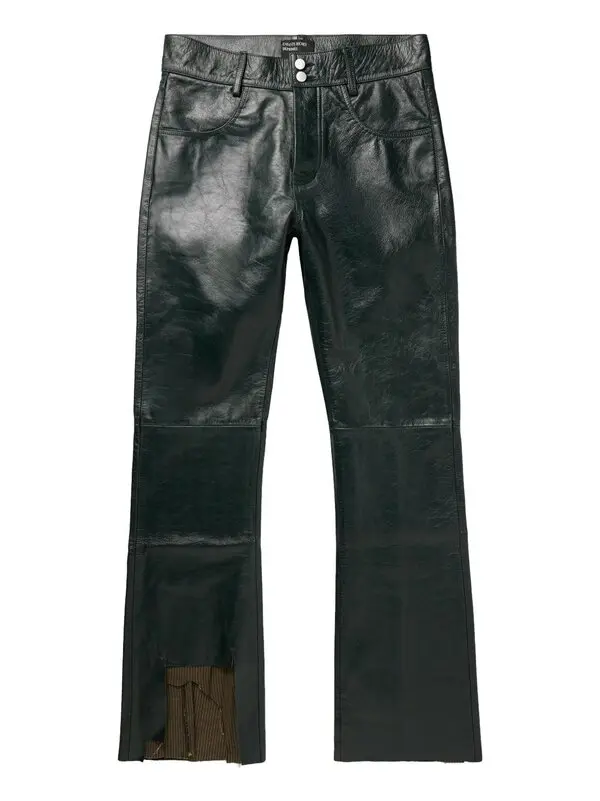 Enfants Riches Déprimés Textured-leather Bootcut Trousers - Green