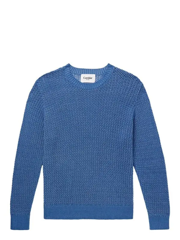 CORRIDOR Open-knit Pima Cotton Sweater - Blue